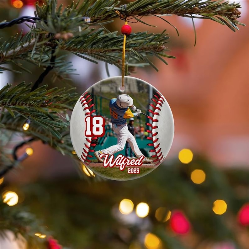 Custom Baseball Ceramic Ornament, Personalized Sports Photo Ornament ...