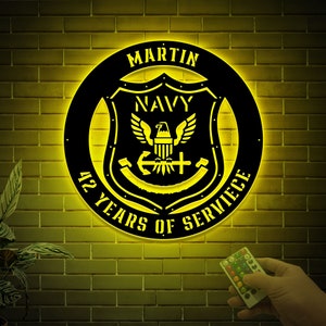 Military Metal Sign Wall Art With LED Lights, Military Wall Hanging ...