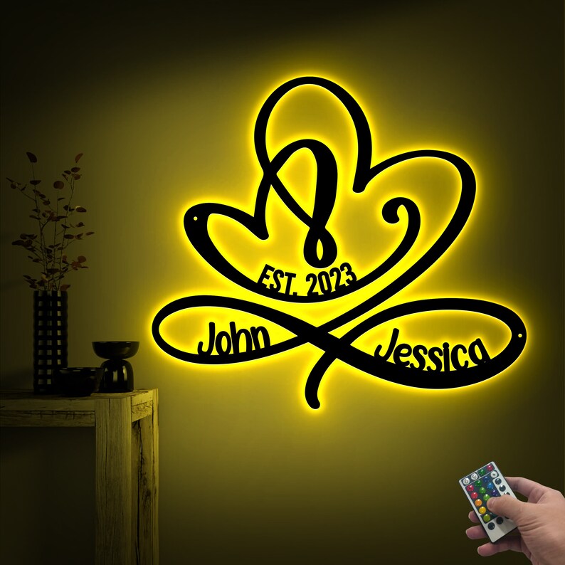 Infinity Symbol Wall Art With LED Lights Infinity Heart With - Etsy