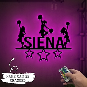Custom Cheerleader Metal Sign With Led Lights, Personalized Cheerleader ...