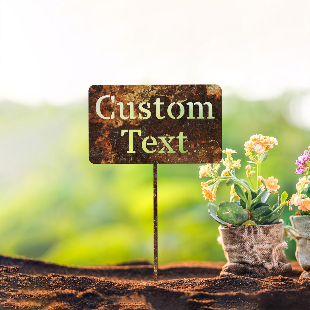 Custom Garden Sign, Rustic Metal Garden Stake, Yard Stake, Metal Yard ...