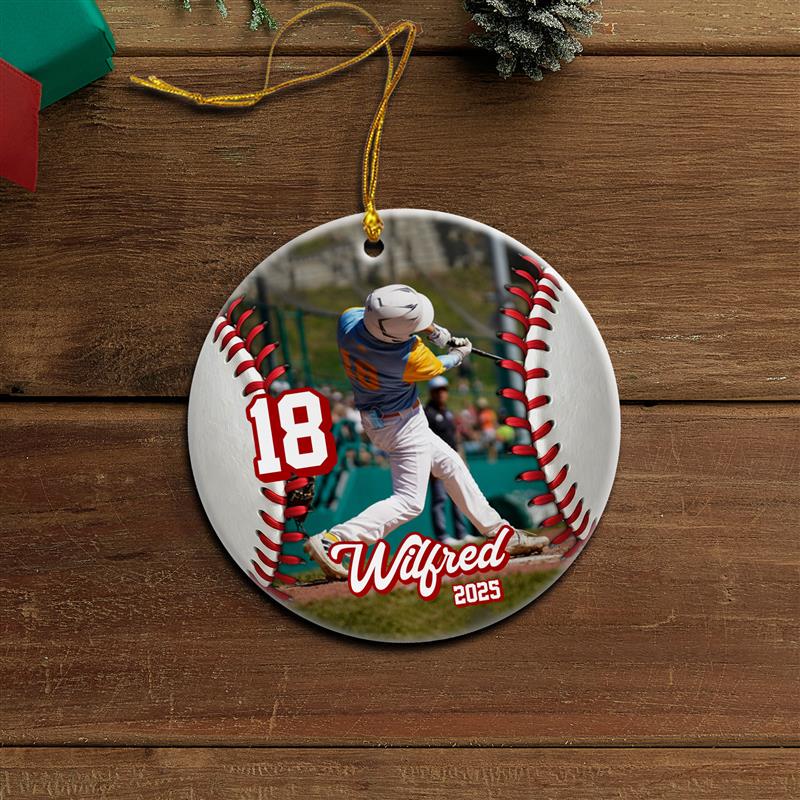 Custom Baseball Ceramic Ornament, Personalized Sports Photo Ornament ...
