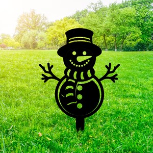 Christmas Snowman Metal Stake Sign, Garden Metal Art, Christmas Snow ...