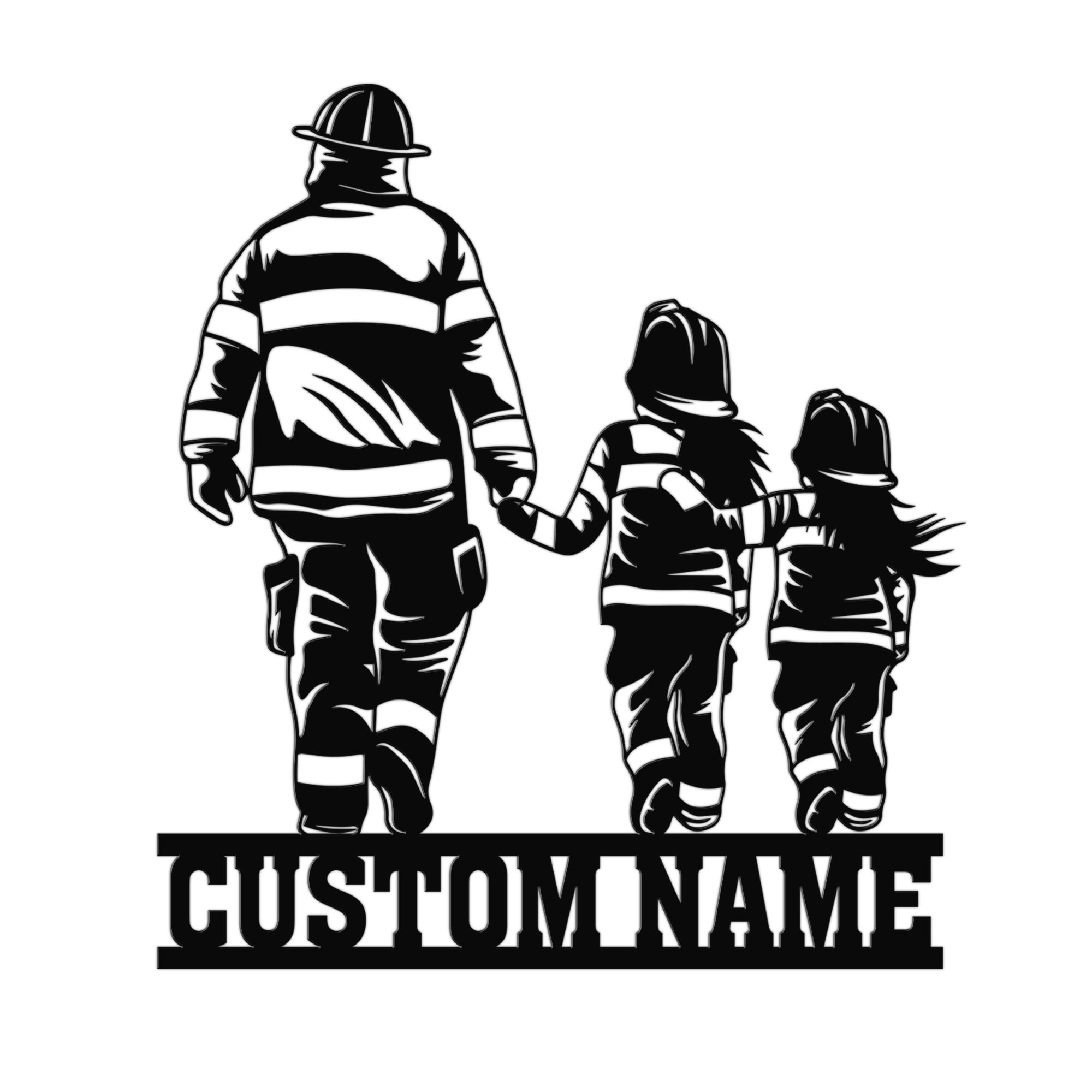 Personalized Firefighter Father and Kids Metal Sign With LED - Etsy
