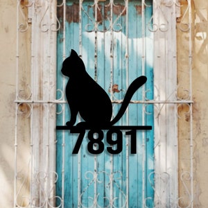 Custom Cat House Numbers Metal Sign Wall Art With Led Light, Metal ...
