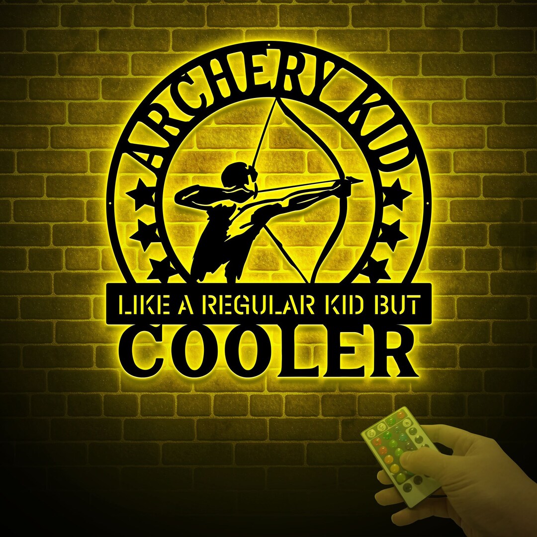Kid Ancher Metal Sign With LED Lights, Archery Sport Sign, Archery Bow ...
