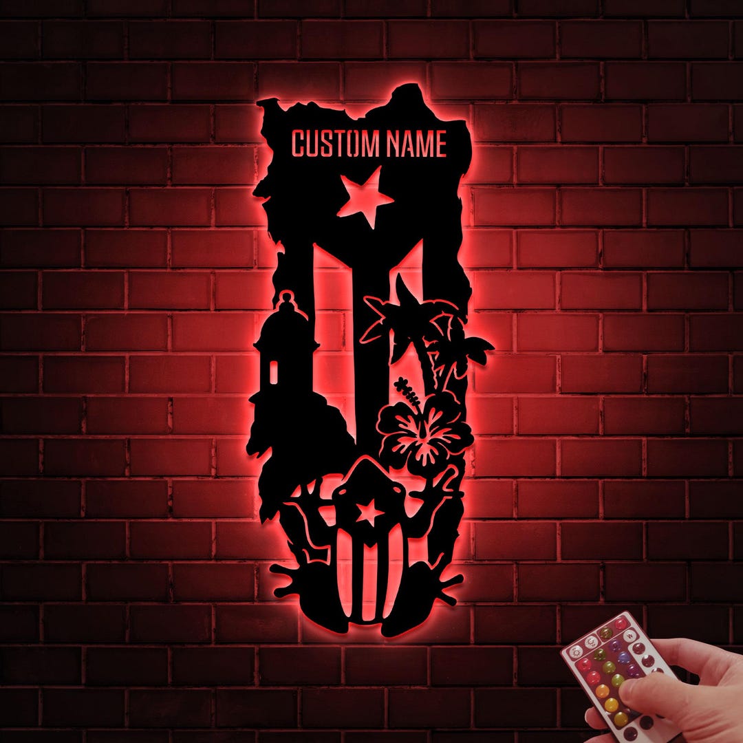Personalized El Morro Puerto Rico Map Metal Sign Wall Art LED Light ...