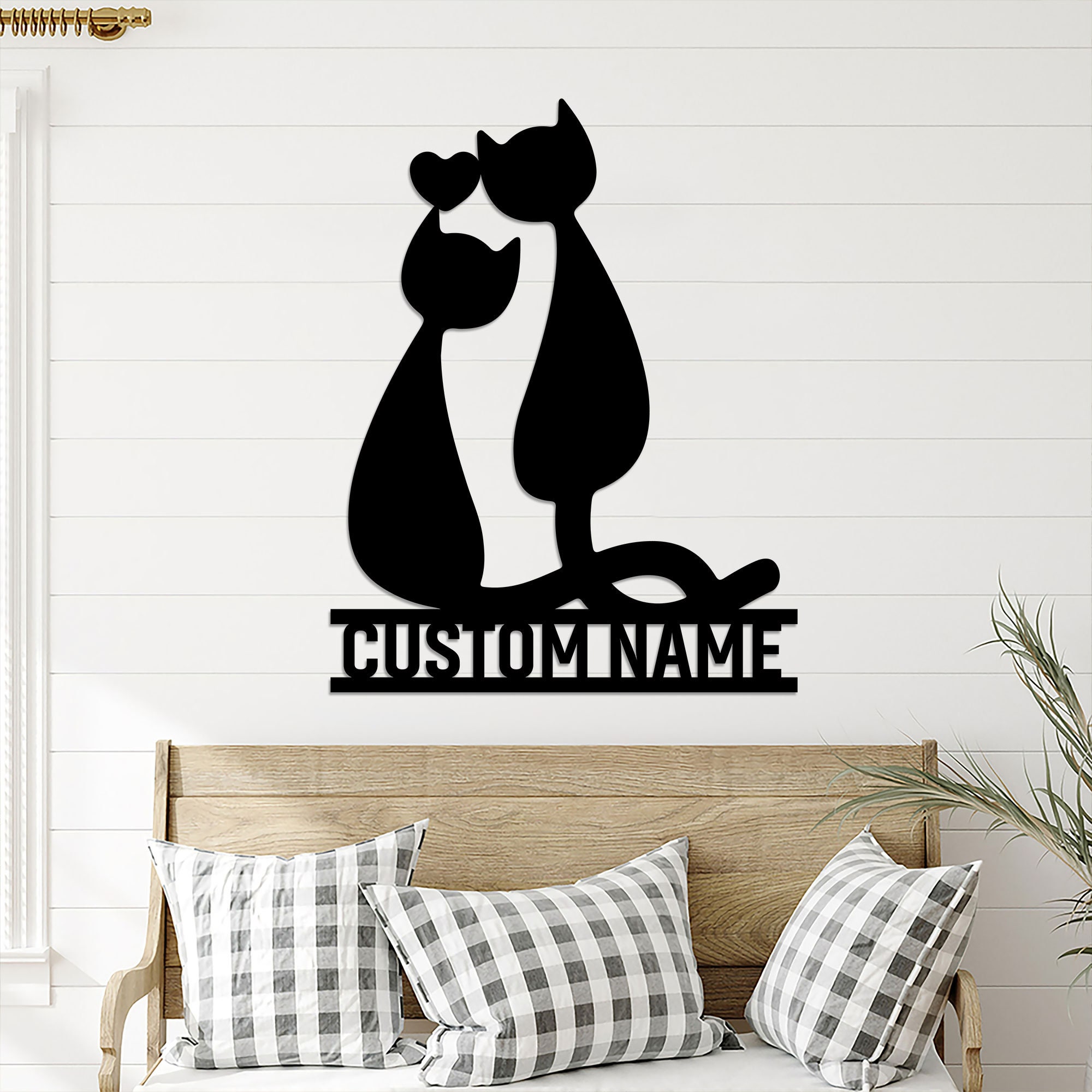 Custom Cat Couple Metal Sign With LED Lights Cat Sign With - Etsy