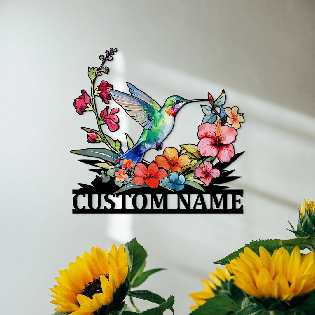 Personalized Hummingbird Metal Sign, Garden Decor With LED Lights - Etsy