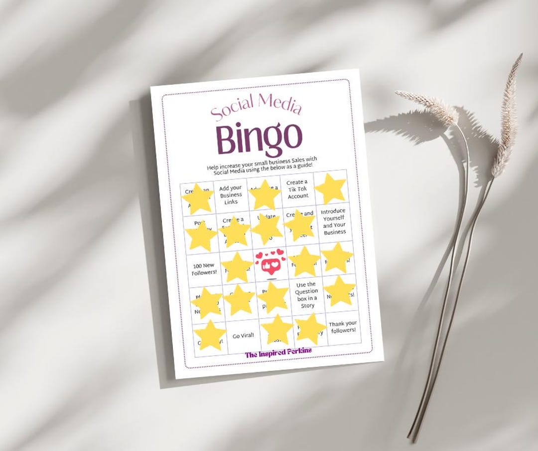 Social Media Small Business Bingo Card Digital Printable Document - Etsy