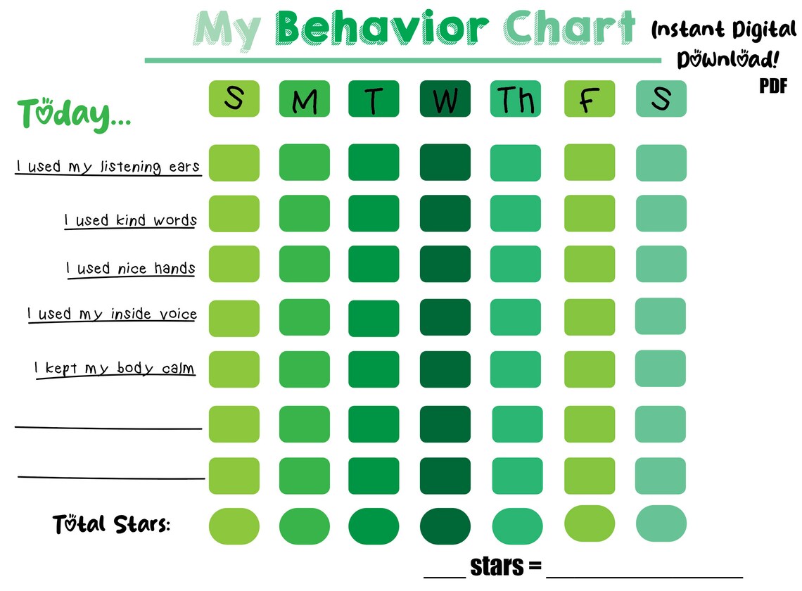 Behavior Chart for Kids | Behavior Chart | Behavior Reward Chart ...