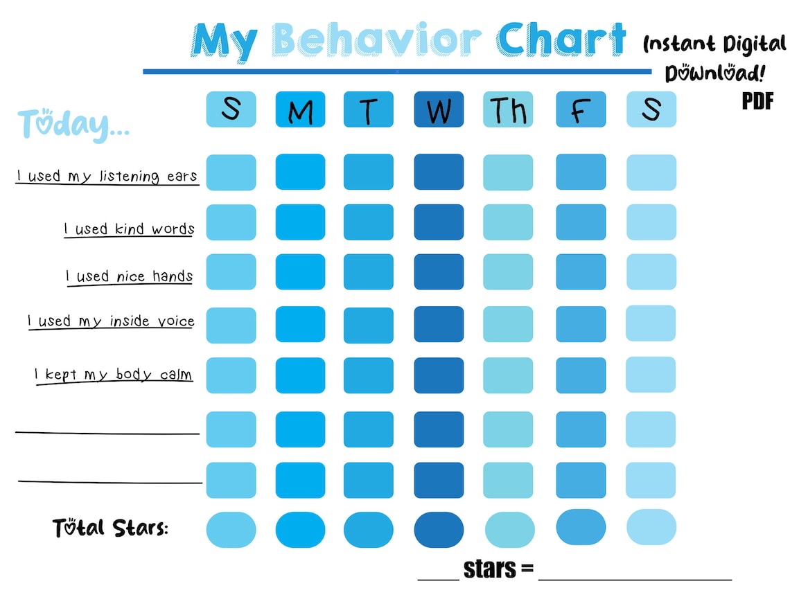 Behavior Chart for Kids | Behavior Chart | Behavior Reward Chart ...