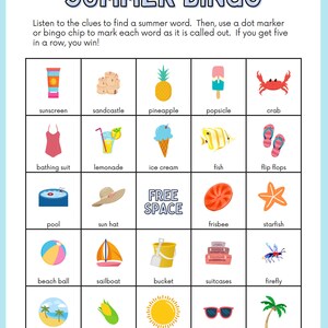 SUMMER BINGO PDF - Etsy