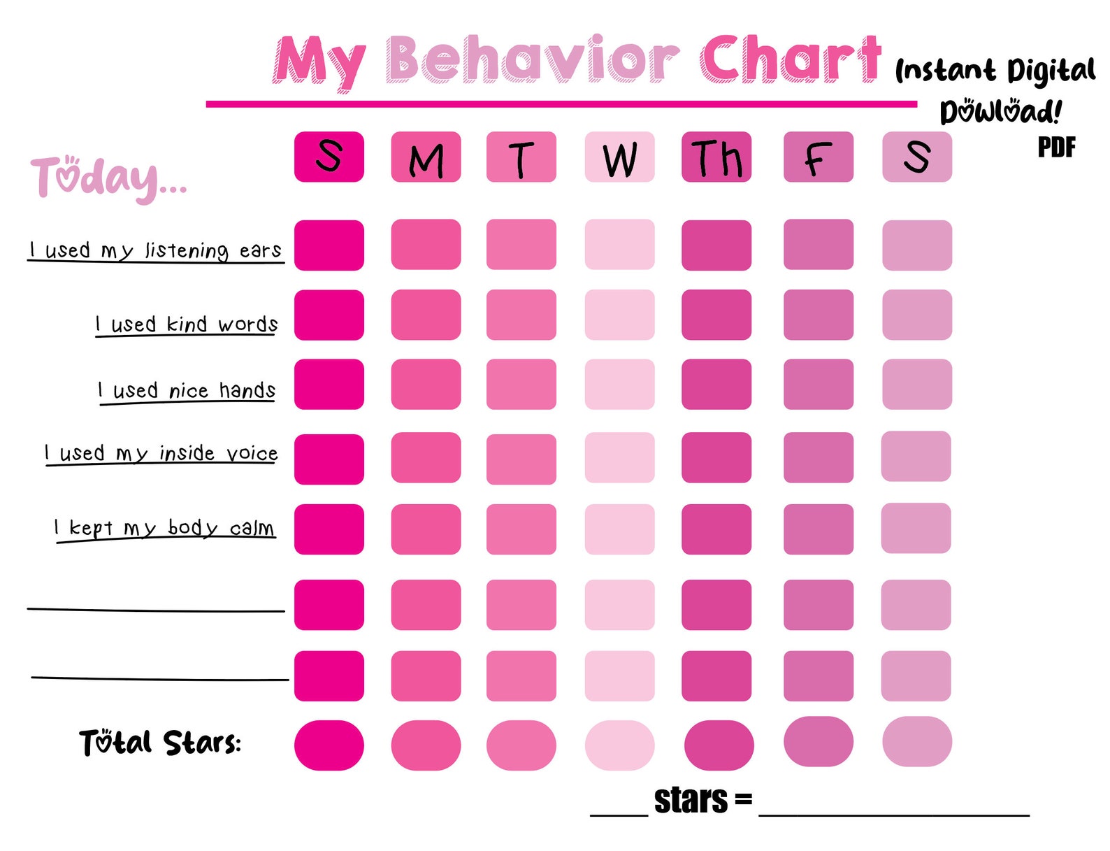Behavior Chart for Kids | Behavior Chart | Behavior Reward Chart ...