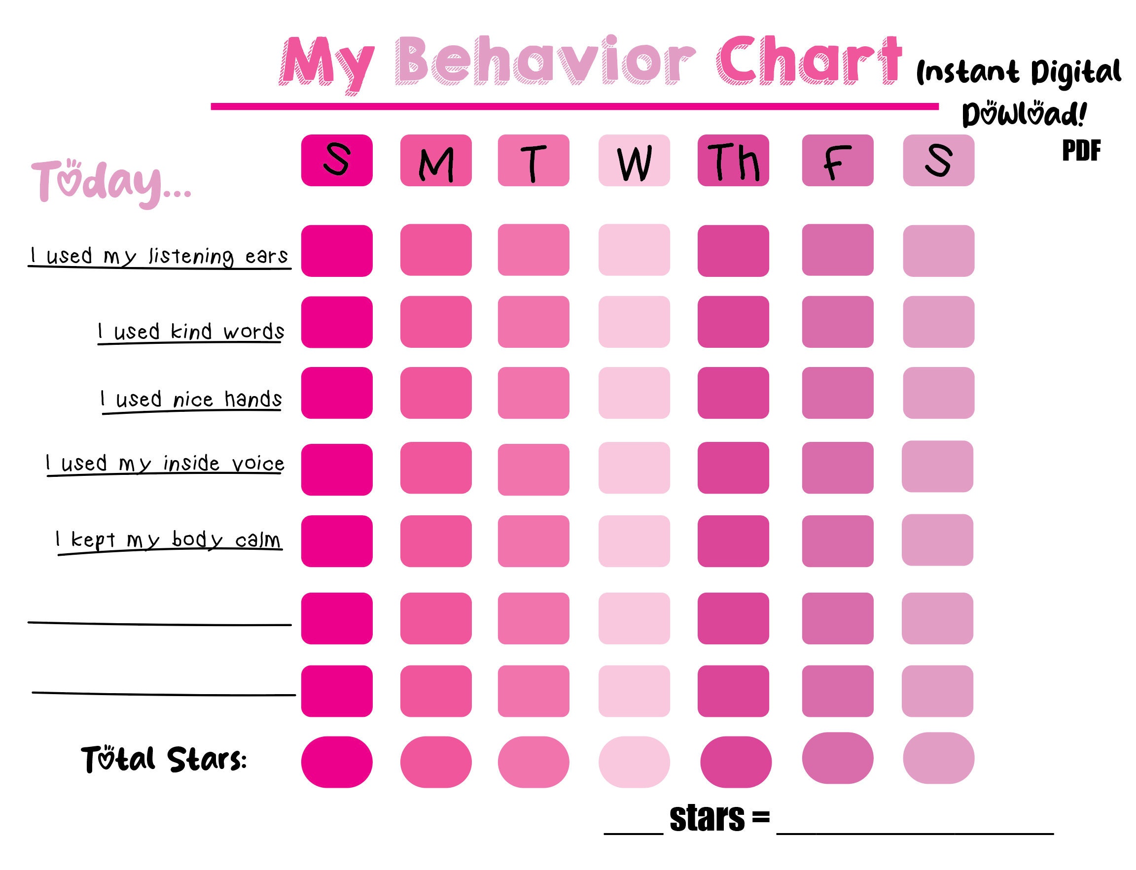 Behavior Chart For Kids Behavior Chart Behavior Reward Chart Printable