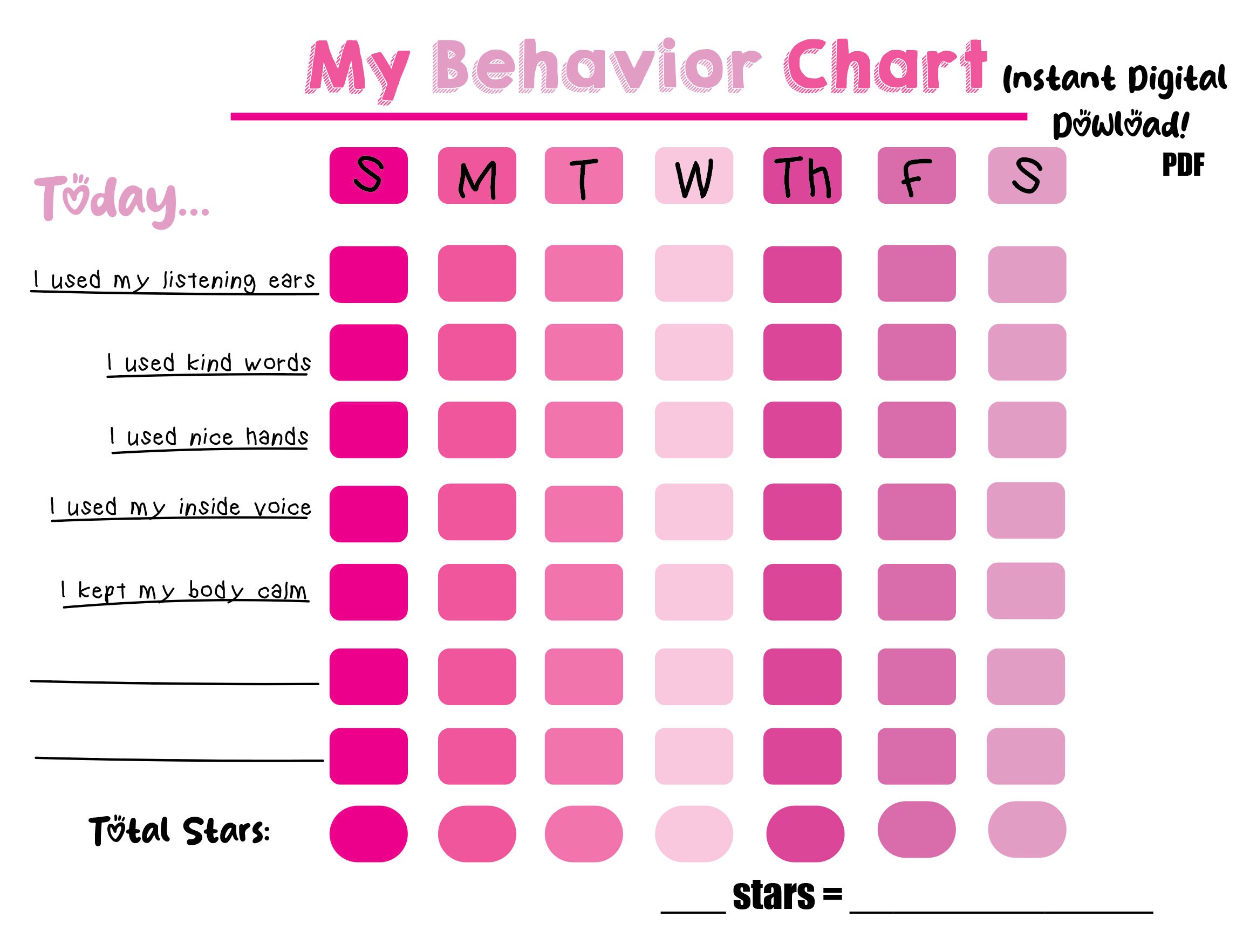 Behavior Chart For Kids Behavior Chart Behavior Reward Chart Printable