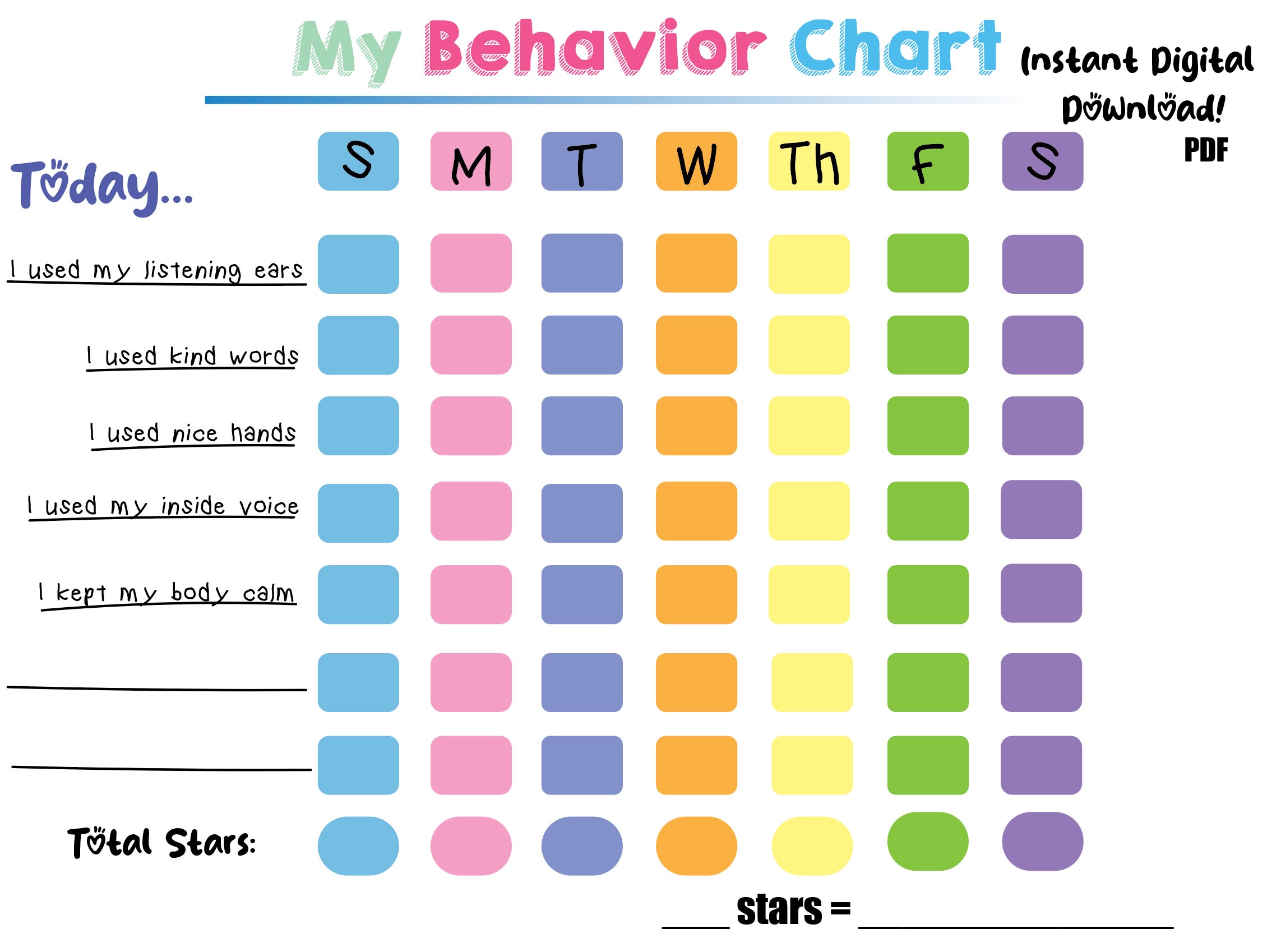 Behavior Chart for Kids | Behavior Chart | Behavior Reward Chart ...