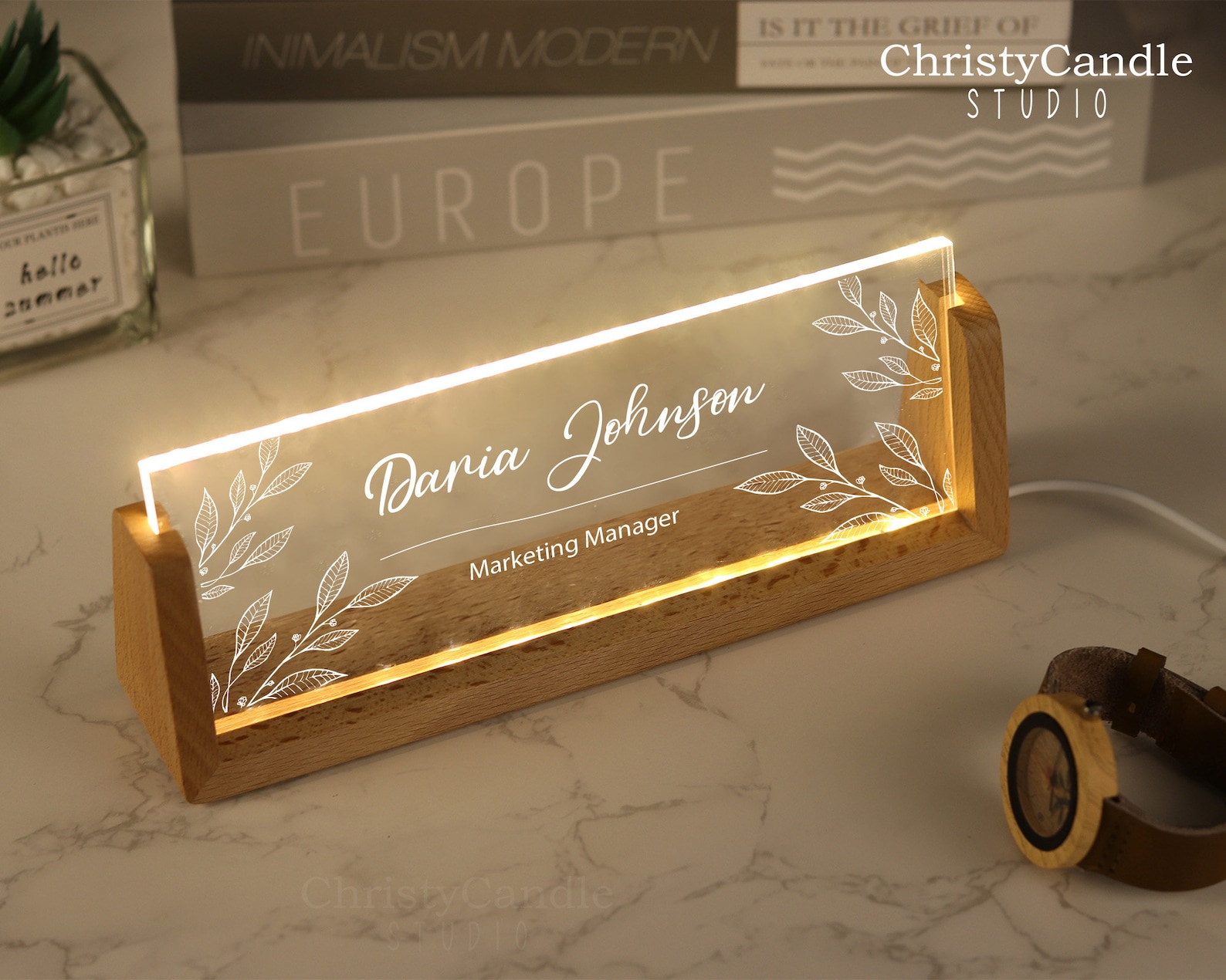 Personalized Desk Name Plate - Lighted Acrylic Name Sign, New Job Gift ...