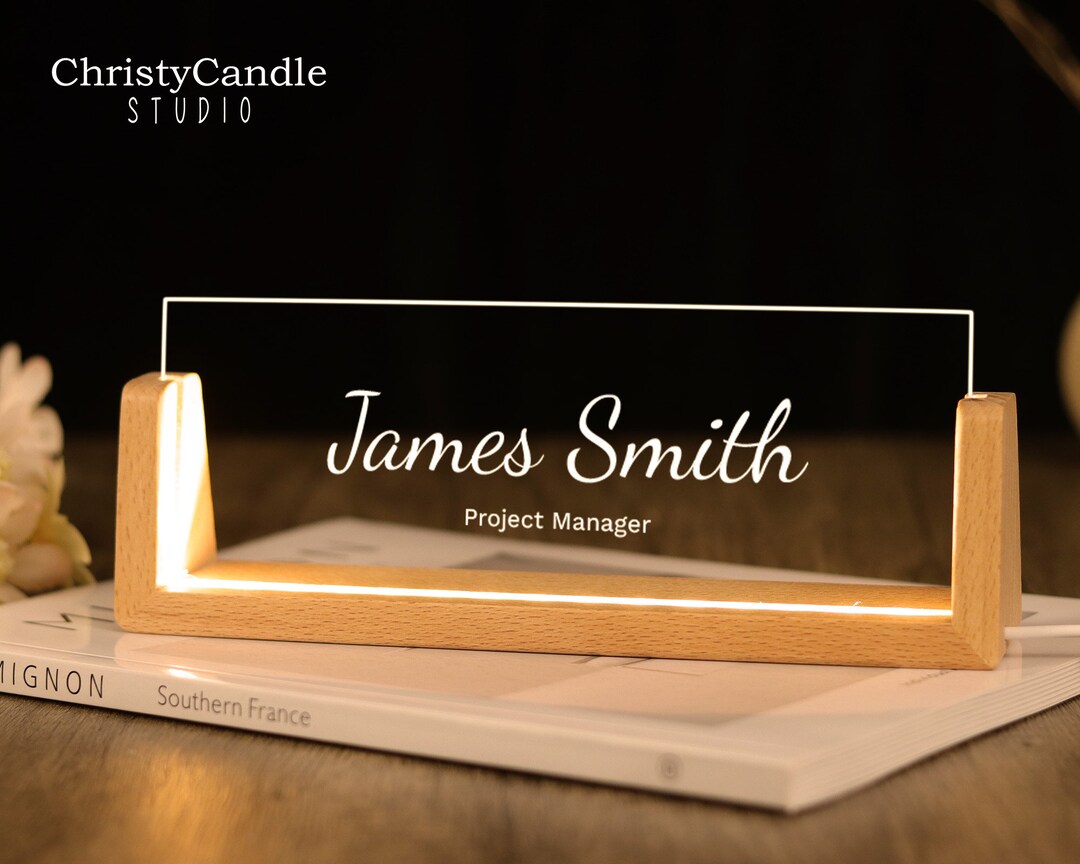 Personalized Desk Name Plate - Lighted Name Sign, Office Desk ...