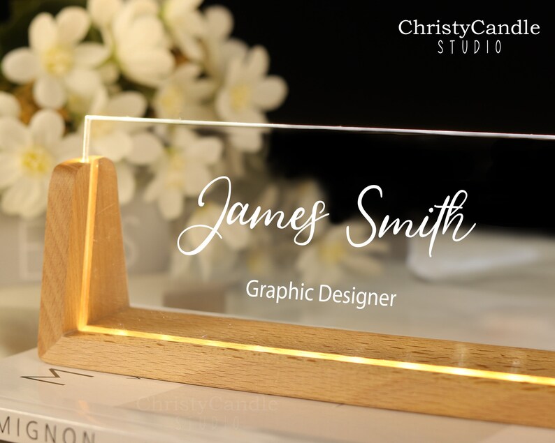 Personalized Desk Name Plate Lighted Acrylic Name Sign, New Job Gift ...