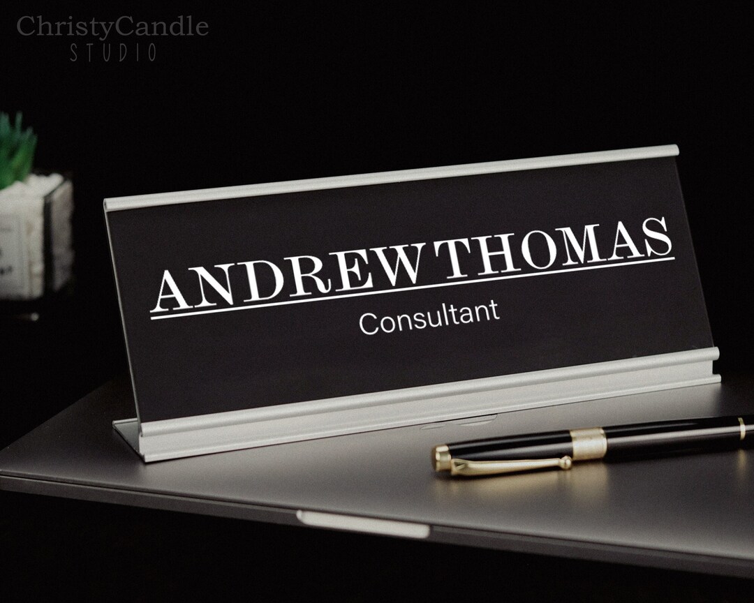 Custom Desk Name Plate - Desk Name Plate With Aluminum Holder, Office ...
