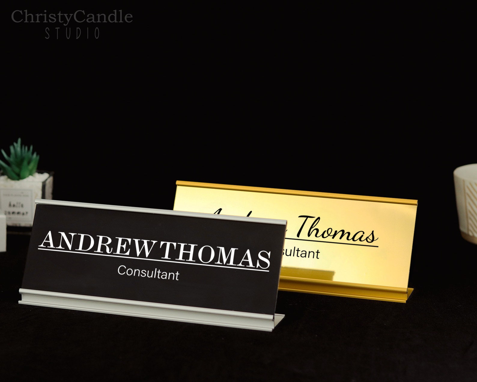Custom Desk Name Plate - Desk Name Plate With Aluminum Holder, Office ...
