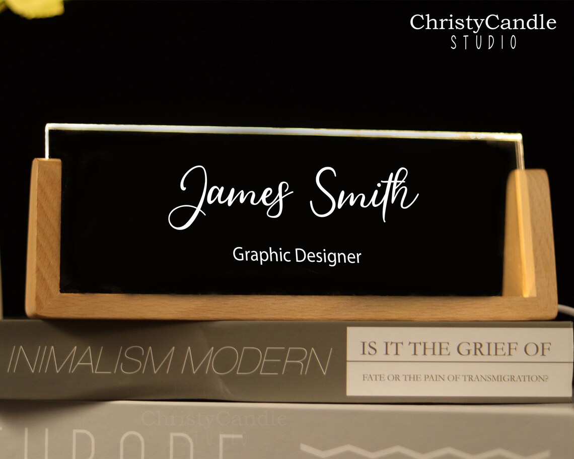 Personalized Desk Name Plate - Lighted Acrylic Name Sign, New Job Gift ...