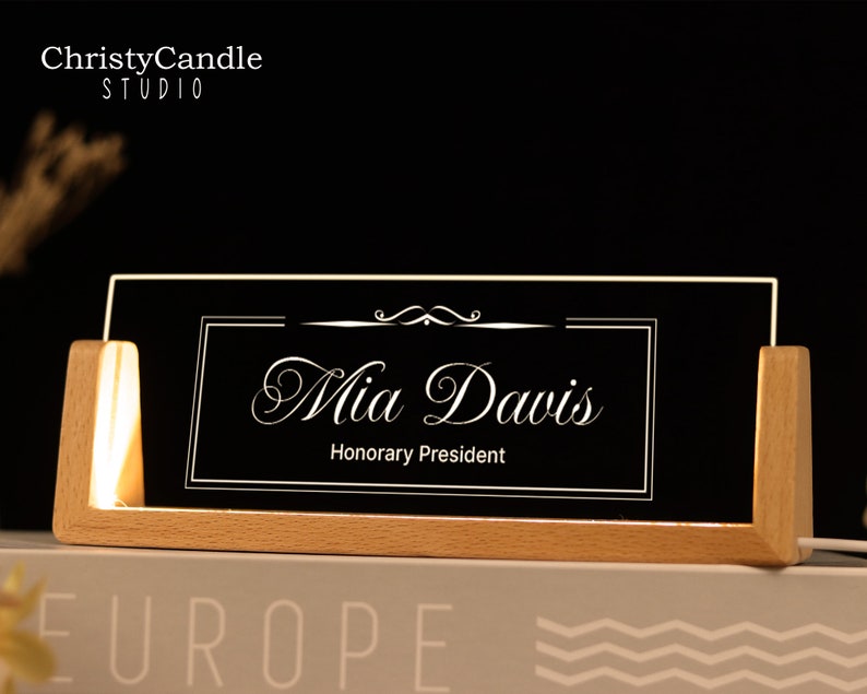 Custom Desk Name Plate Lighted Name Sign, Office Desk Accessories ...