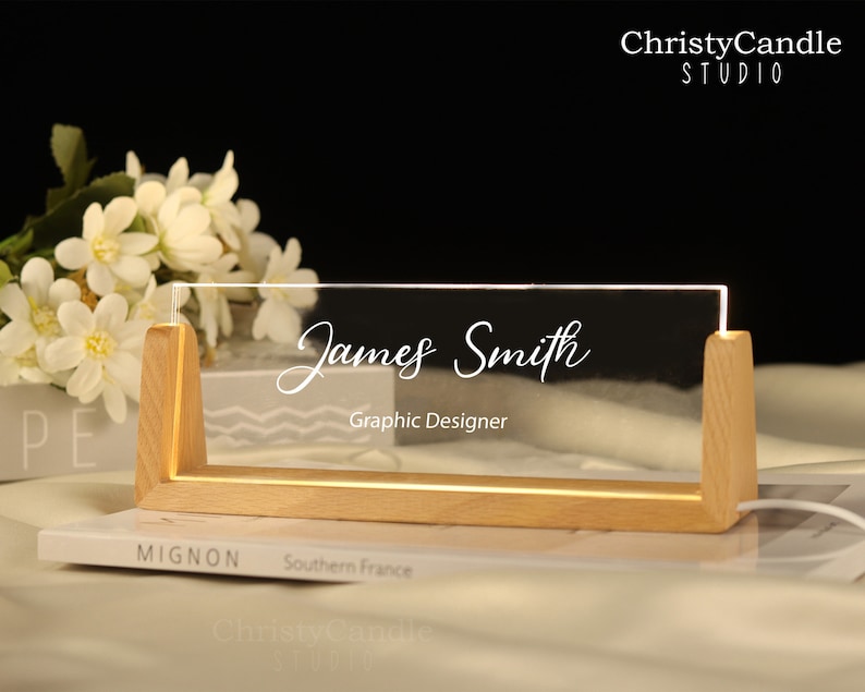 Personalized Desk Name Plate Lighted Acrylic Name Sign, New Job Gift ...