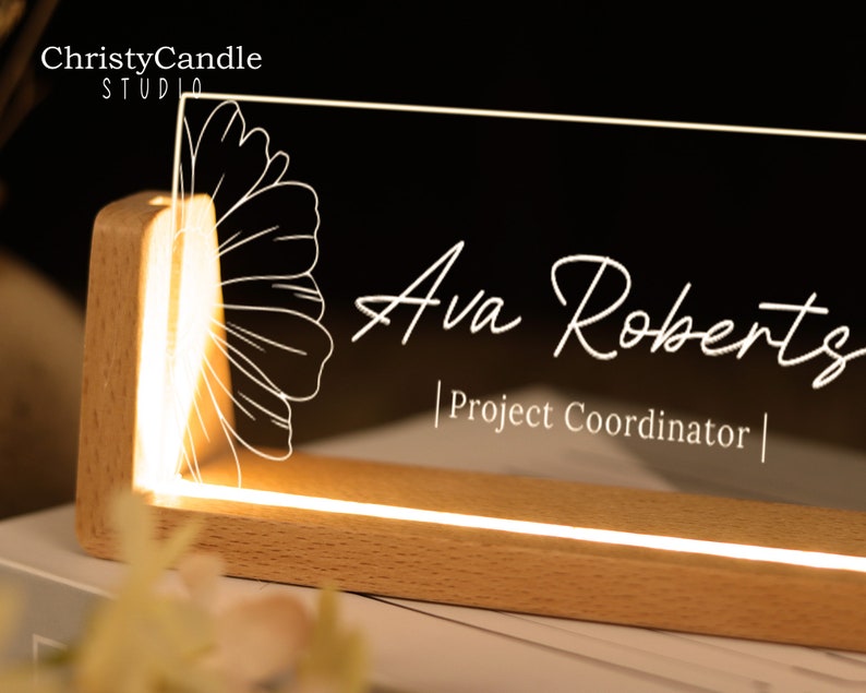 Custom Desk Name Plate Lighted Name Sign, Office Desk Accessories ...