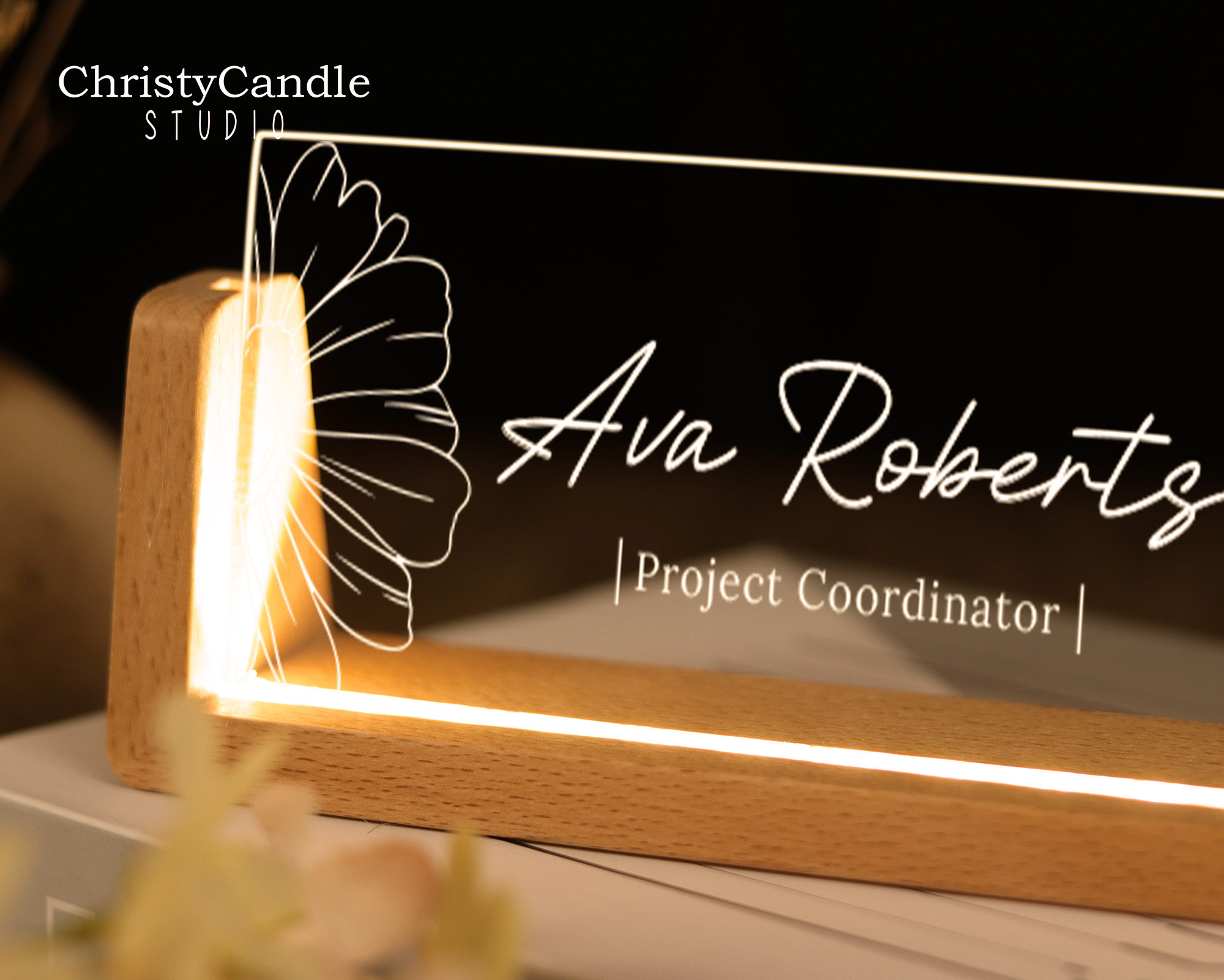 Custom Desk Name Plate Lighted Name Sign, Office Desk Accessories ...