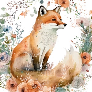 Spring Fox Watercolor Clipart PNG, Forest Animals Clipart, Nursery ...