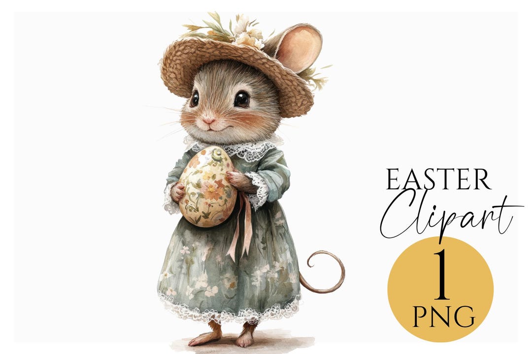 Easter Mouse Clipart PNG, Cute Spring Mouse With Easter Egg, Watercolor ...