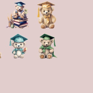 Graduation Teddy Bears Watercolor Clipart PNG Bundle , Coloured ...
