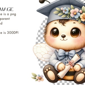 Graduation Clipart PNG Bundle, School Kindergarten Bunny Mouse Nursery ...