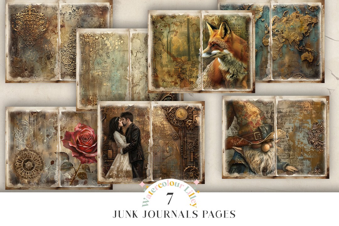 Steampunk Junk Journal Bifold Digital Pages Vintage Art Journal Digital ...