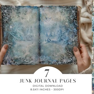 Ice Journal Pages 7 Shabby Chic Junk Journal Digital Paper Winter ...