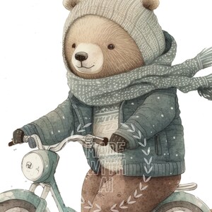 Cycling Bear Watercolor Clipart PNG, Forest Animals Clipart, Nursery ...