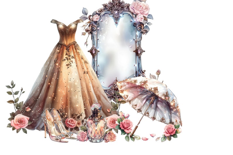 Sparkle Princess Watercolour Clipart PNG Bundle Magical Fairytale ...
