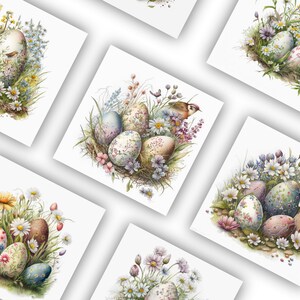 Easter Eggs Clipart JPG, Spring Flowers Digital Planner Junk Journaling ...