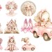 Coquette Watercolor Clipart PNG Bundle , Big Bundle Vintage Pink Girly ...