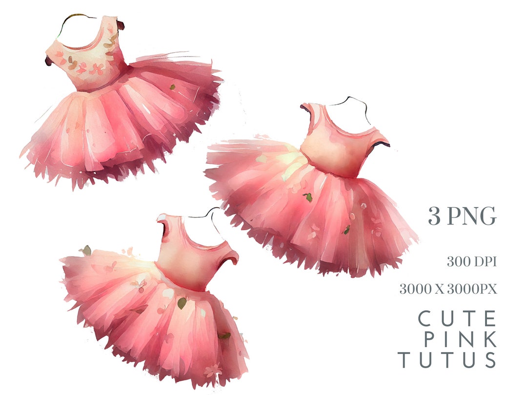 3 Pink Tutus Watercolor Clipart PNG, Ballet Clipart, Ballerina Clipart ...