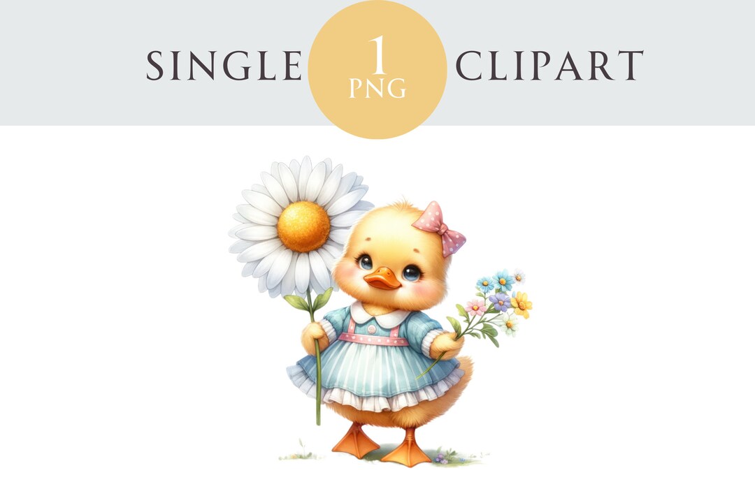 Spring Duckling Clipart, Easter Duck PNG Illustration, Mothers Day ...