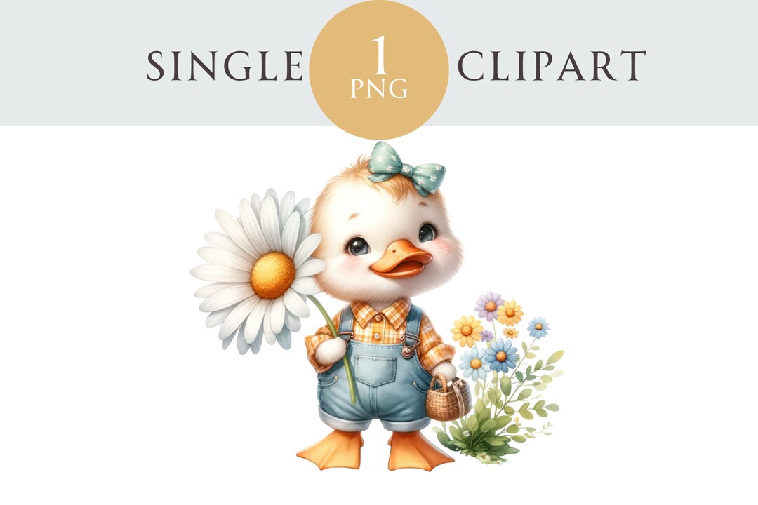 Spring Duckling Clipart, Easter Duck PNG Illustration, Mothers Day ...