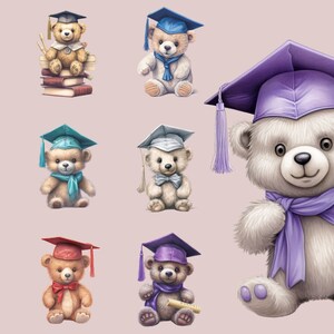 Graduation Teddy Bears Watercolor Clipart PNG Bundle , Coloured ...