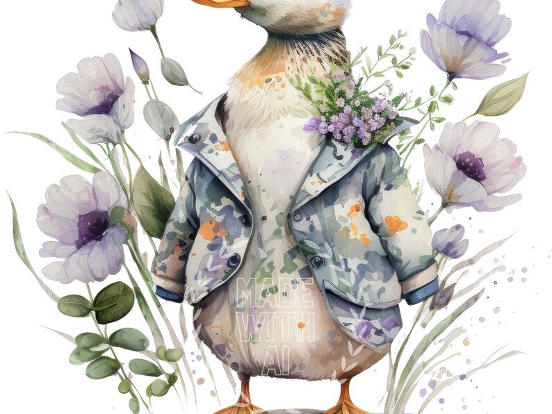 Spring Duck Watercolor Clipart PNG Forest Animals Clipart - Etsy