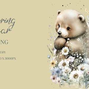 Spring Easter Bear Watercolor Clipart PNG, Forest Animals Clipart ...