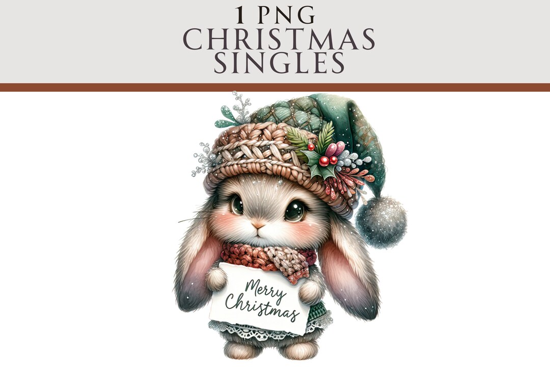 Christmas Bunny Clipart: Festive Rabbit PNG (digital Download) - Etsy