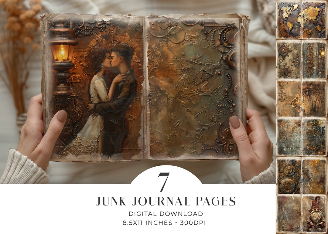 Steampunk Junk Journal Bifold Digital Pages Vintage Art Journal Digital ...