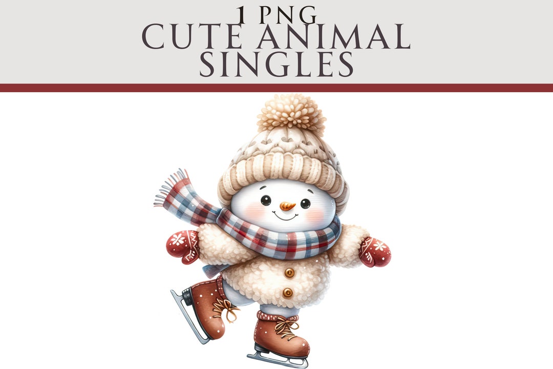 Ice Skating Snowman Clipart, Winter Christmas PNG, Winter Illustration ...